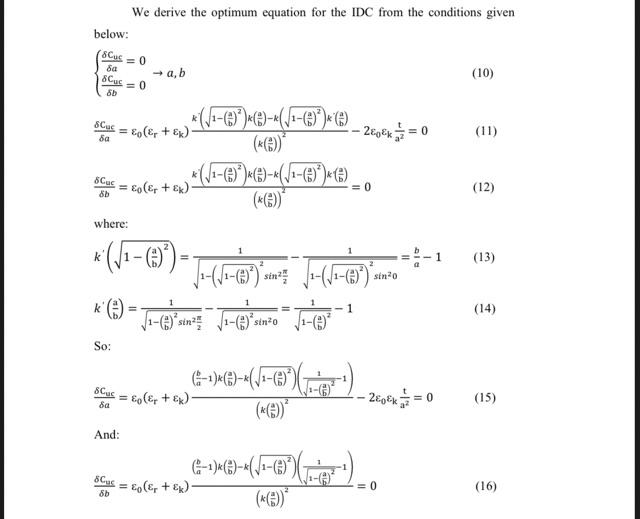 We derive the optimum equation for the IDC from the | Chegg.com