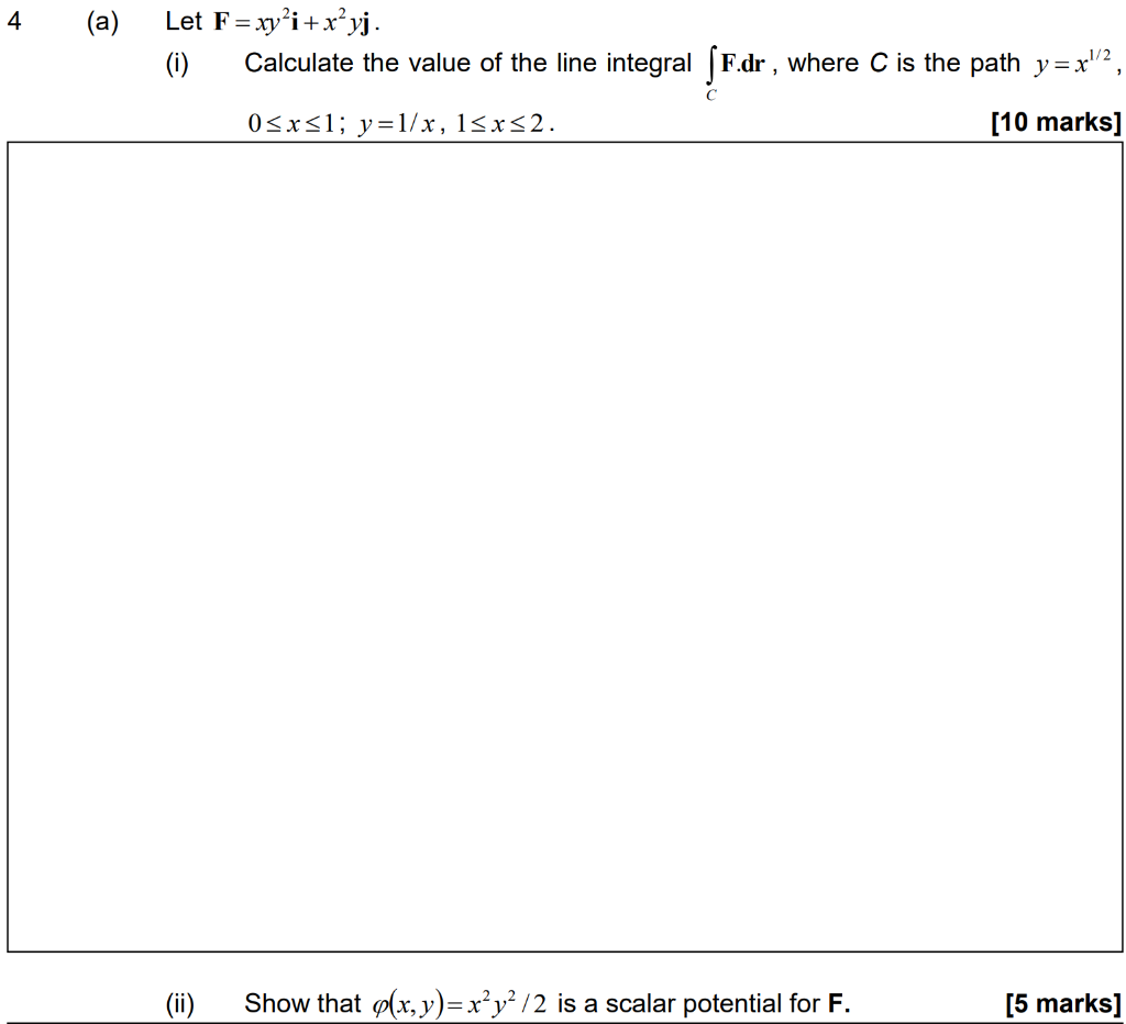 Solved (a) Let F=xy2i+x2yj. (i) Calculate the value of the | Chegg.com