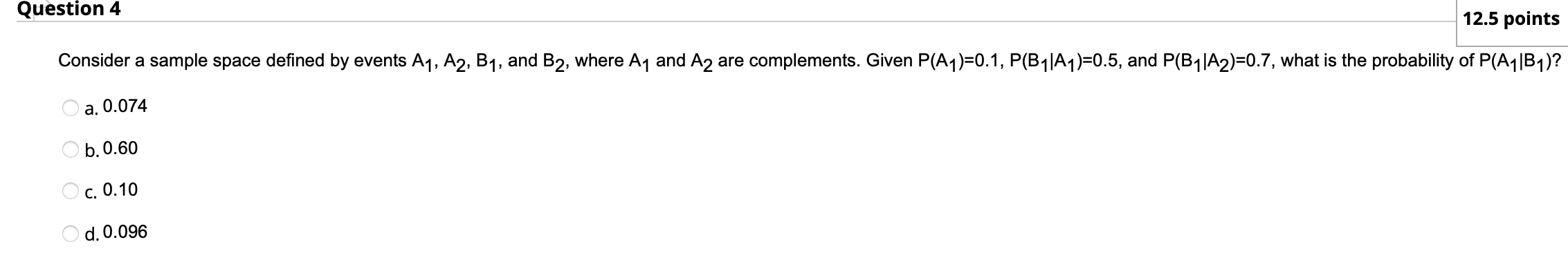 Solved Consider a sample space defined by events A1,A2,B1, | Chegg.com