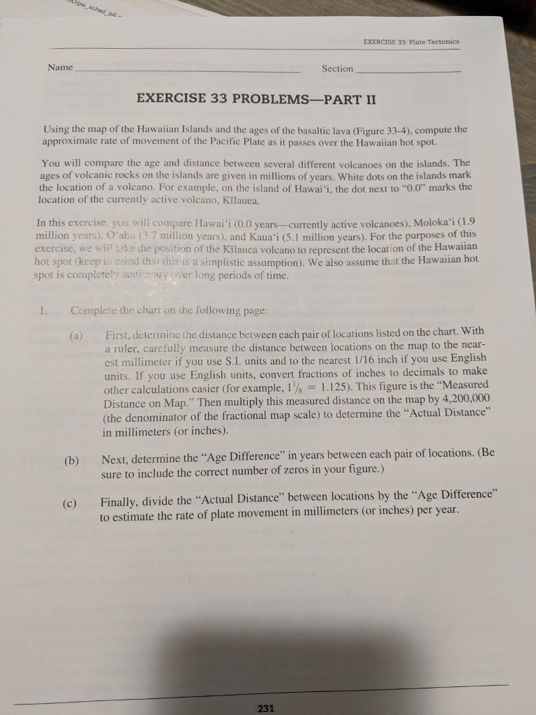 Solved EXERCISE 33: Plate Tectonics Name Section EXERCISE 33 | Chegg.com