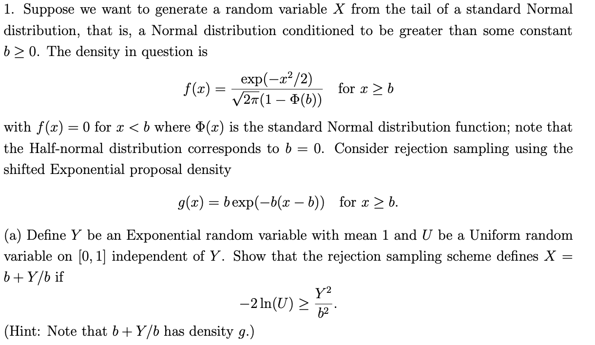 1. Suppose we want to generate a random variable X | Chegg.com