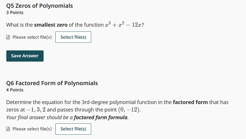 Solved Q5 Zeros of Polynomials 3 Points What is the smallest | Chegg.com
