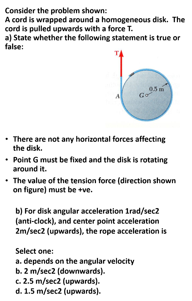 Solved Consider the problem shown: A cord is wrapped around | Chegg.com