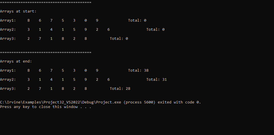Solved Language Visual studio. ASM Please finish this code | Chegg.com