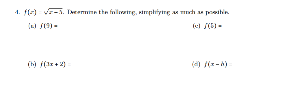 Solved f(x)=x-52. ﻿Determine the following, simplifying as | Chegg.com