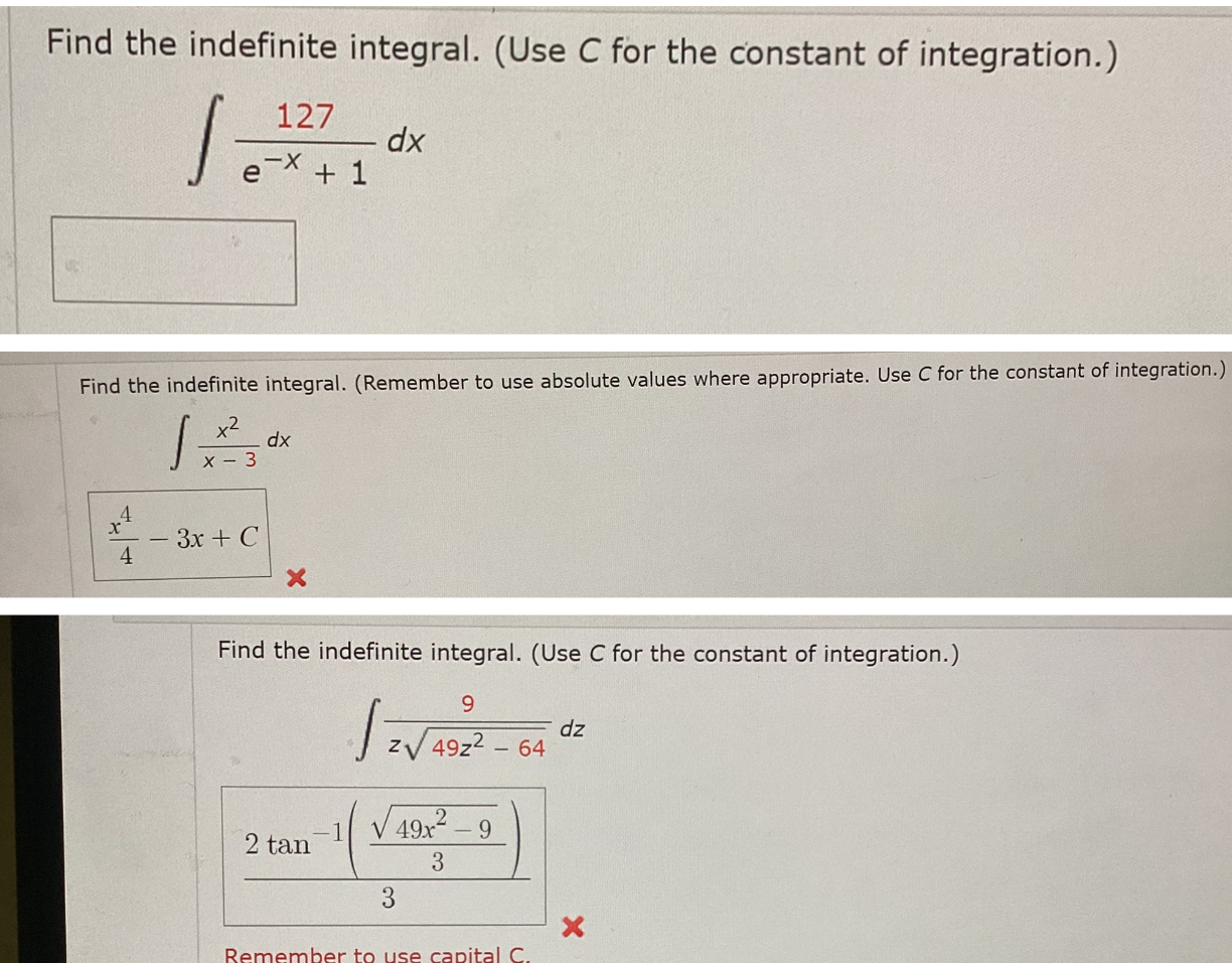 Solved Find the indefinite integral. (Use C for the constant | Chegg.com