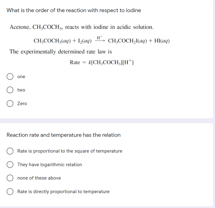 Solved What is the order of the reaction with respect to | Chegg.com