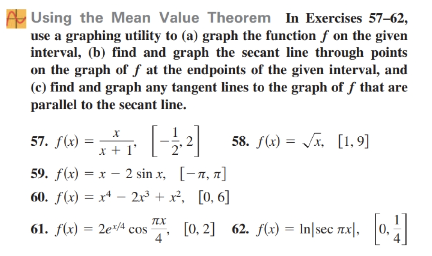 Solved Using the Mean Value Theorem In Exercises 57-62, use | Chegg.com