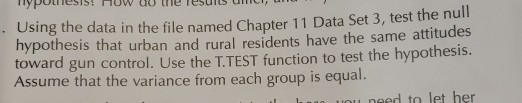 Solved Using the data in the file named Chapter 11 Data Set | Chegg.com