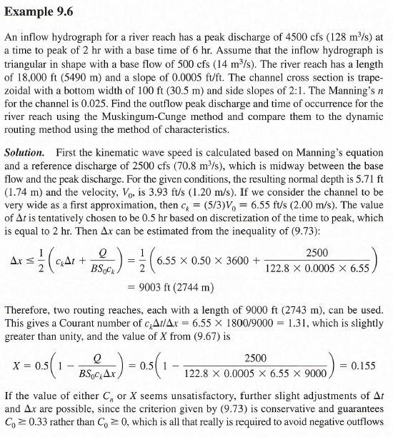 Solved Use the Muskingum-Cunge method to route the | Chegg.com