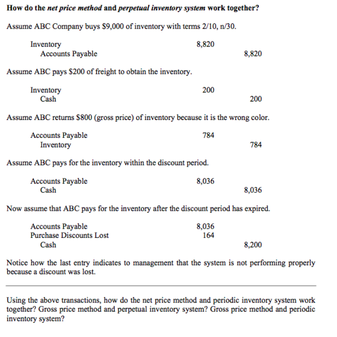 Solved How do the net price method and perpetual inventory | Chegg.com