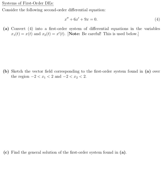 Solved Systems of First-Order DEs: Consider the following | Chegg.com