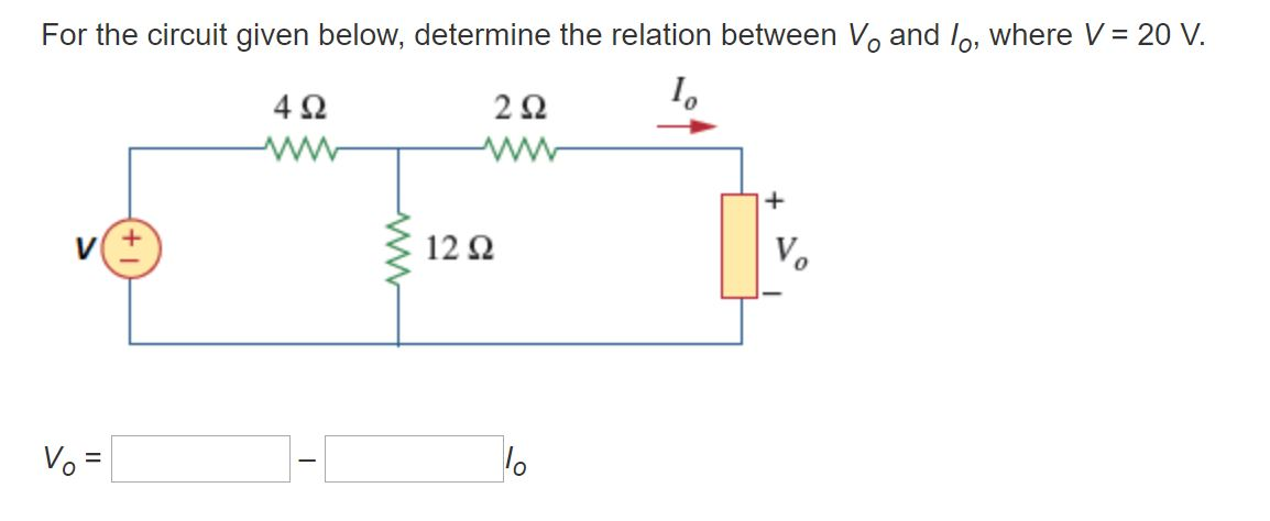 Solved For the circuit given below, determine the relation | Chegg.com