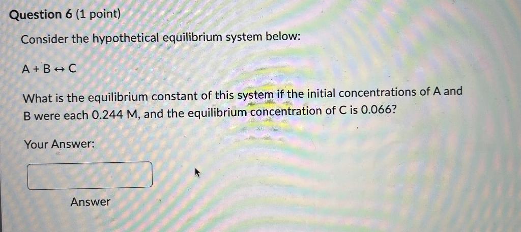 Solved Question 6 (1 point) Consider the hypothetical | Chegg.com
