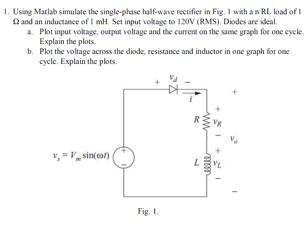 Solved 1. Using Matlab simulate the single-phase half-wave | Chegg.com