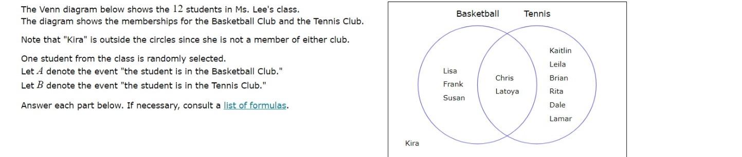 Solved The Venn diagram below shows the 12 students in Ms. | Chegg.com
