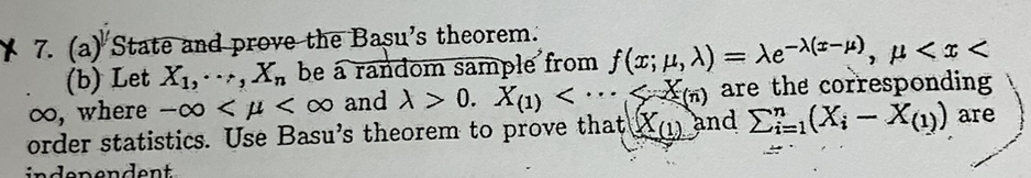 Solved (a) ﻿State and prove the Basu's theorem.(b) ﻿Let | Chegg.com