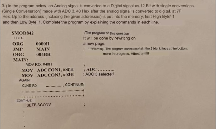 Solved 3-) In the program below, an Analog signal is | Chegg.com
