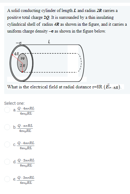 Solved A solid conducting cylinder of length L and radius 2R | Chegg.com