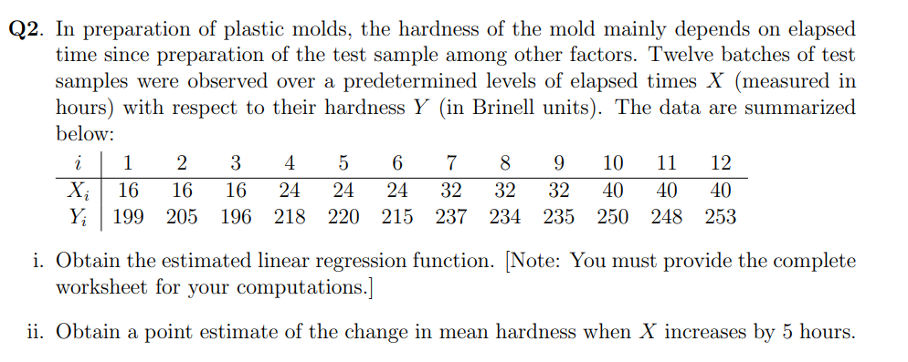 Solved 22. In preparation of plastic molds, the hardness of | Chegg.com