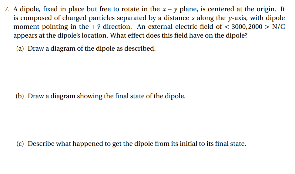 Solved A dipole, fixed in place but free to rotate in the | Chegg.com