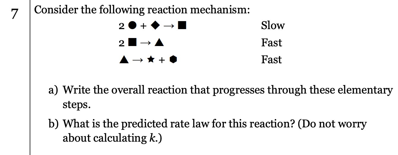 Solved 7 Consider the following reaction mechanism: 2 Slow 2 | Chegg.com