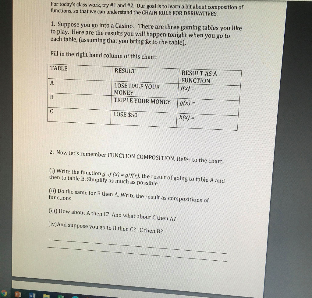 Solved For today's class work, try #1 and #2. Our goal is to | Chegg.com