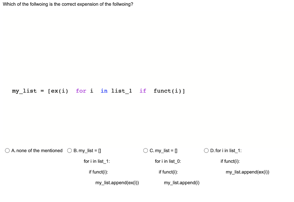 Solved Which of the follwoing is the correct expension of | Chegg.com