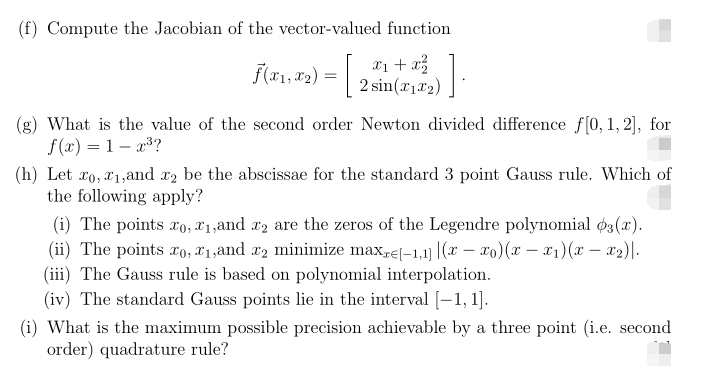 Solved (f) Compute the Jacobian of the vector-valued | Chegg.com