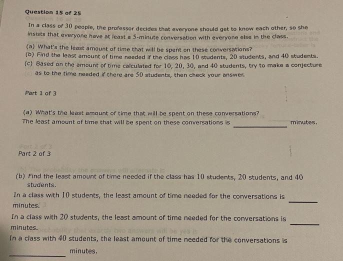 Solved Question 15 of 25 In a class of 30 people, the | Chegg.com