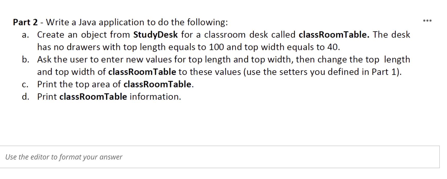 Solved a. Part 2 - Write a Java application to do the | Chegg.com