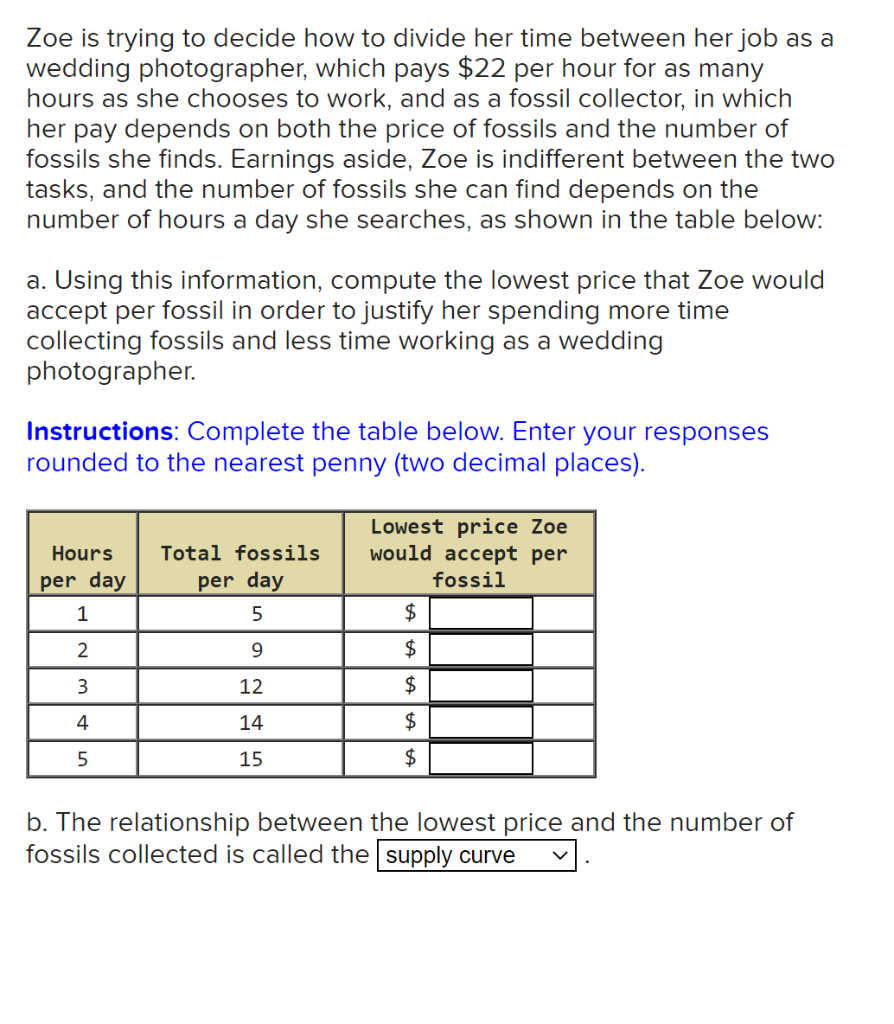 Solved Zoe is trying to decide how to divide her time | Chegg.com