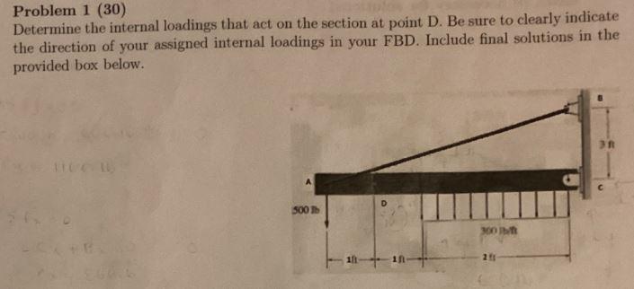 Solved Problem 1 (30) Determine the internal loadings that | Chegg.com