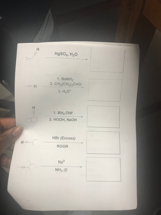 Solved HgSO4, H20 1. NaNH2 2. CH3(CH2)3CHO 3. H30 1. BH3-THF | Chegg.com