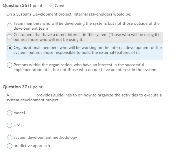 Solved Question 35 (1 point) If a development project is to | Chegg.com