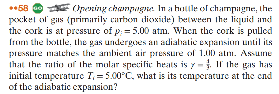 Solved - 58 जo Opening champagne. In a bottle of champagne, | Chegg.com