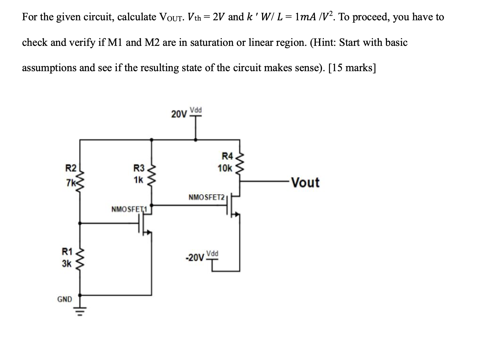 Solved For the given circuit, calculate VOUT. Vth =2V and | Chegg.com
