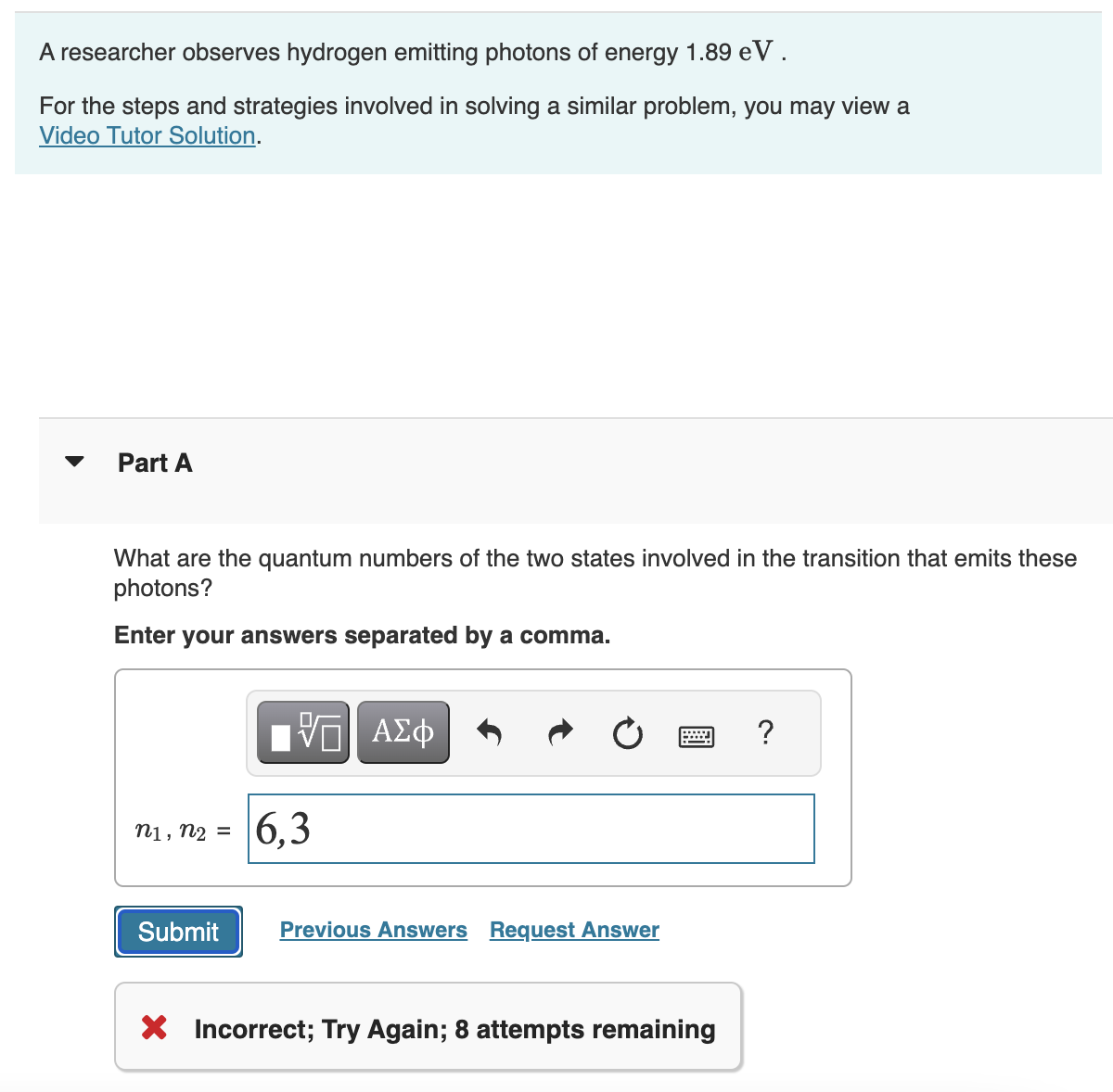 Solved A researcher observes hydrogen emitting photons of | Chegg.com