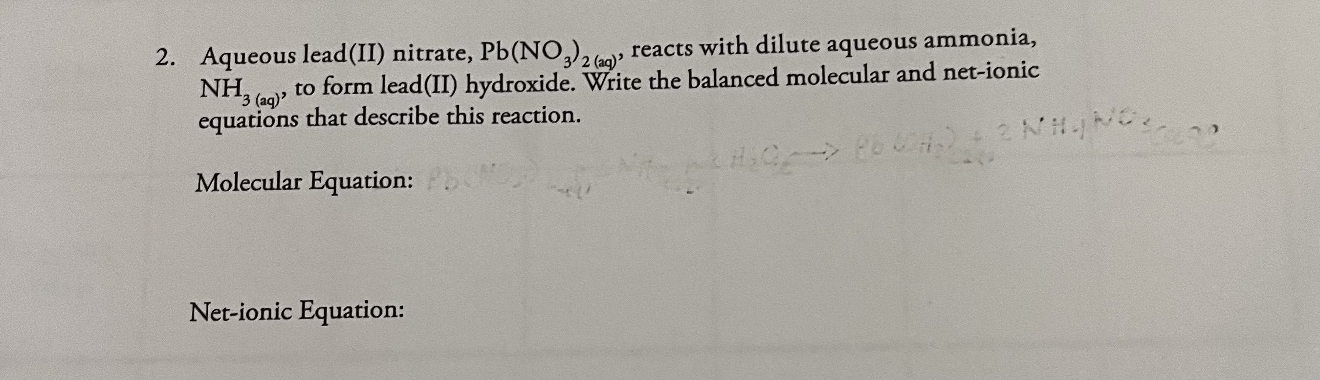 Solved Aqueous lead(II) ﻿nitrate, , ﻿reacts with dilute | Chegg.com