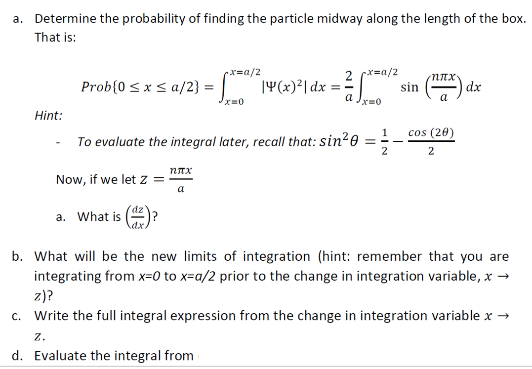 Solved 2. given that the wavefunction of particle in a | Chegg.com