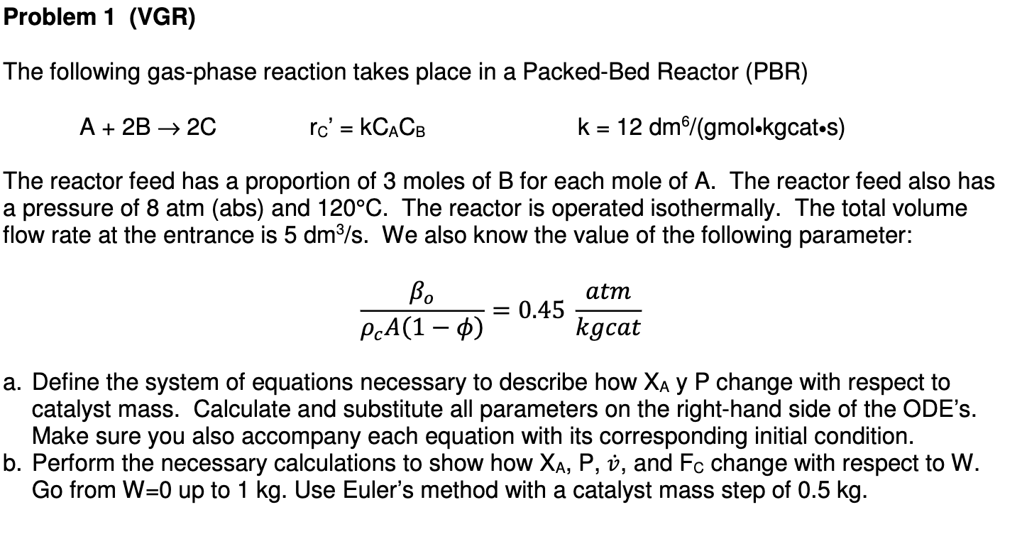 The following gas-phase reaction takes place in a | Chegg.com
