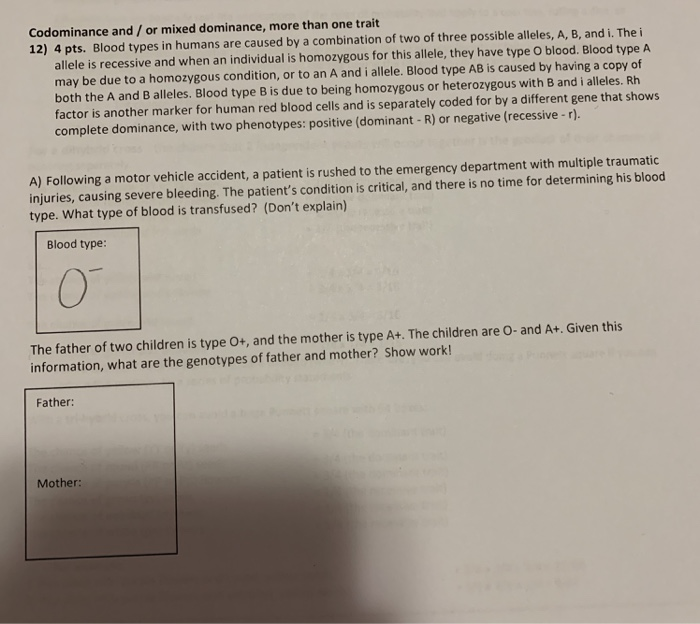 Solved Codominance and / or mixed dominance, more than one | Chegg.com