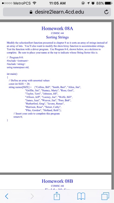 Solved Modify the selectionsort function presented in | Chegg.com