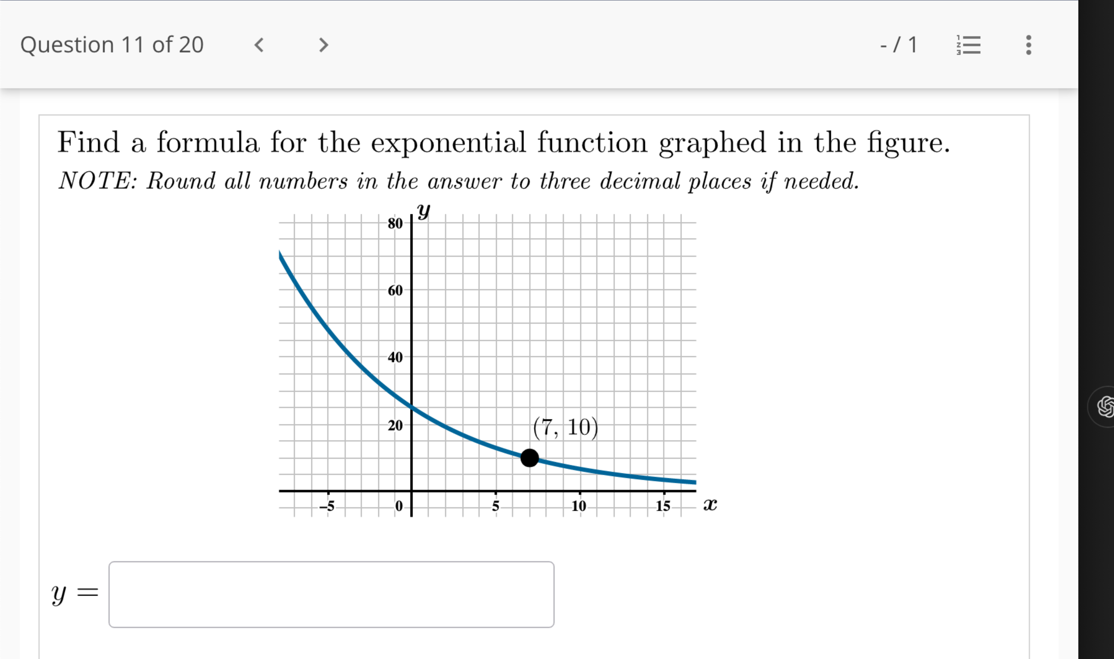 Solved Question 11 ﻿of 20Find a formula for the exponential | Chegg.com