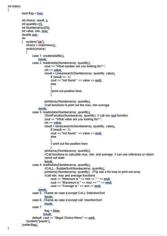 C++ ... complete the program according to the | Chegg.com