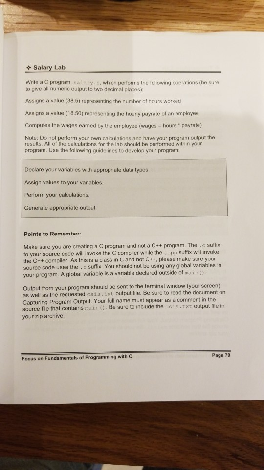 Solved Salary Lab Write a C program, salary.c, which | Chegg.com