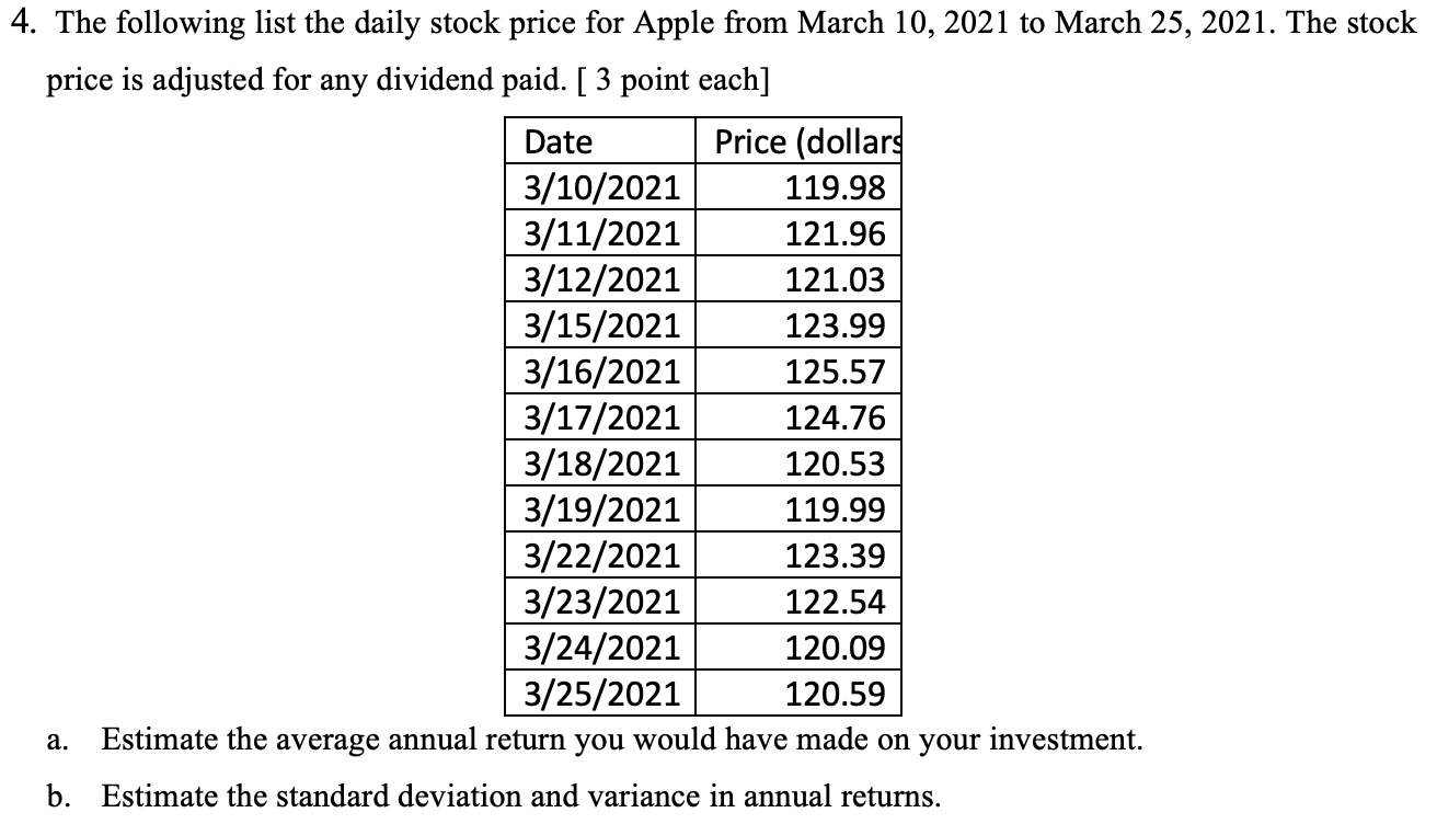 Solved NOTE: USE 252 TRADING DAYS. NOT 365. THERE WAS ONLY | Chegg.com