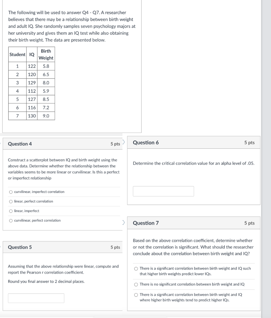 Solved The following will be used to answer Q4 - Q7. A | Chegg.com
