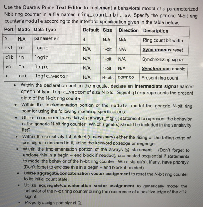 Use the Quartus Prime Text Editor to implement a | Chegg.com
