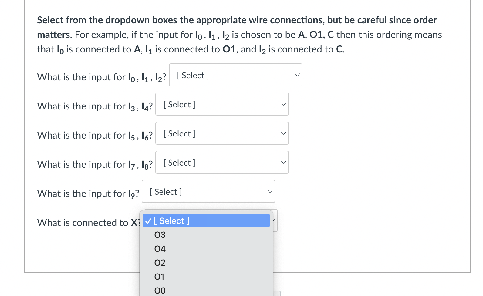 Solved Select from the dropdown boxes the appropriate wire | Chegg.com